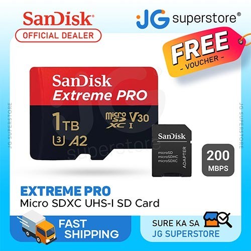 SanDisk Extreme Pro Micro SD Card 1TB UHS-I SDHC Class 10 200Mb/s with Adapter | SDSQXCD-1T00 ...