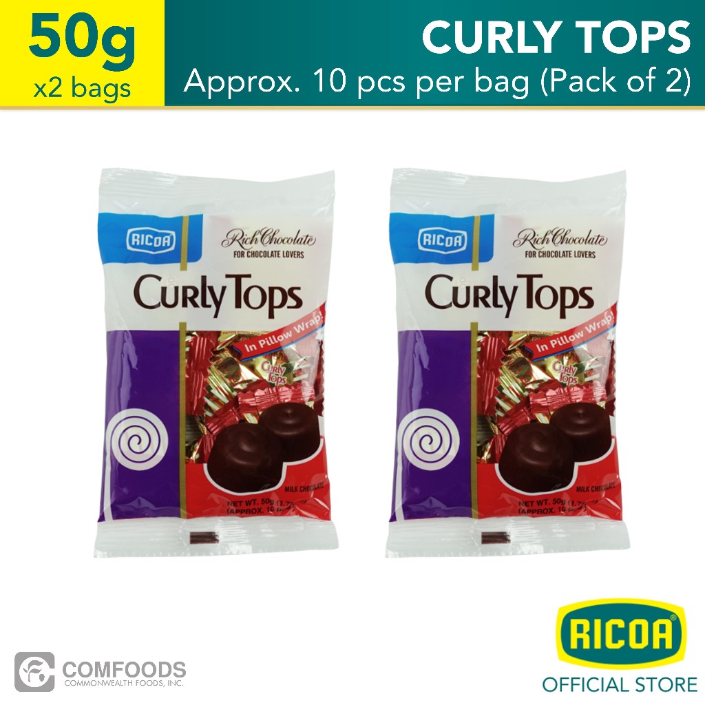 RICOA Curly Tops Milk Chocolate 50g (10s) | Shopee Philippines