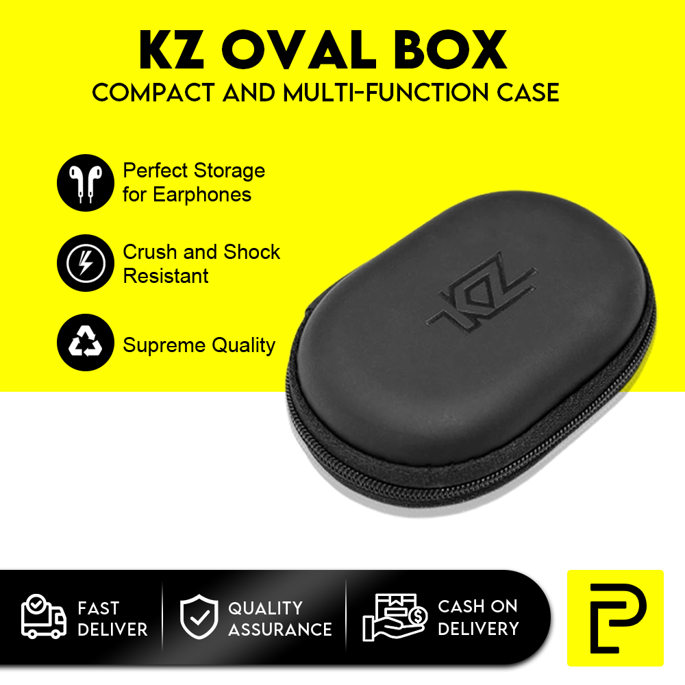 KZ Oval Classic Zipper Portable Storage Box for Earphones Earbuds Case ...