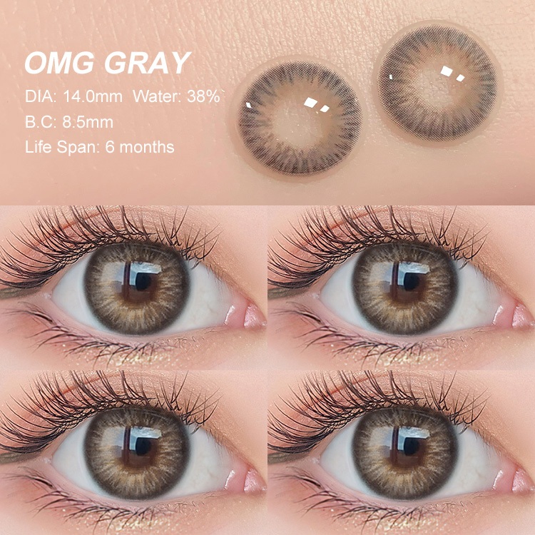 OMG Colored Contact Lens Gray Lenses Yearly Use HC2 2Pcs Soft Contact ...
