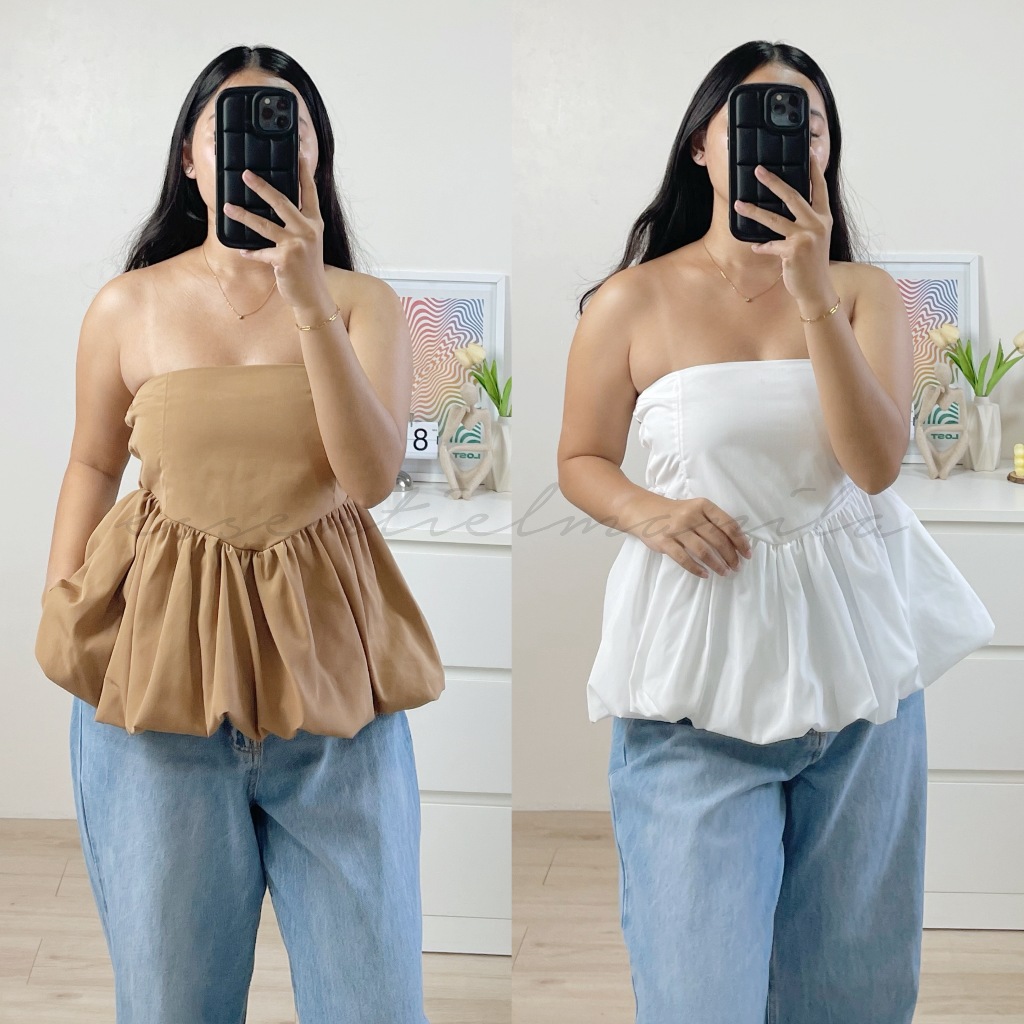 ESSENTIELMANILA Balloon Style Basic Tube Top EM345 | Shopee Philippines