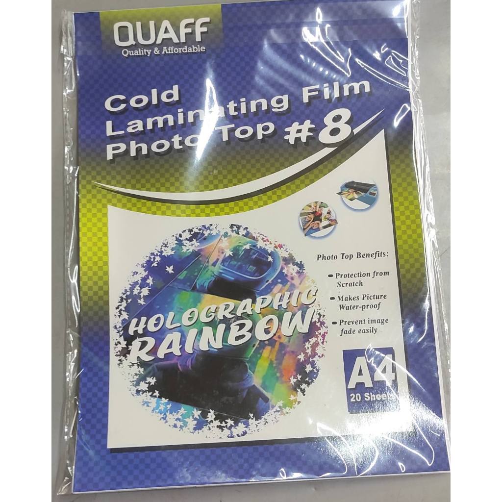 Quaff Photo Top/Cold Laminating film A4 size (Rainbow) #8 20's per pack ...