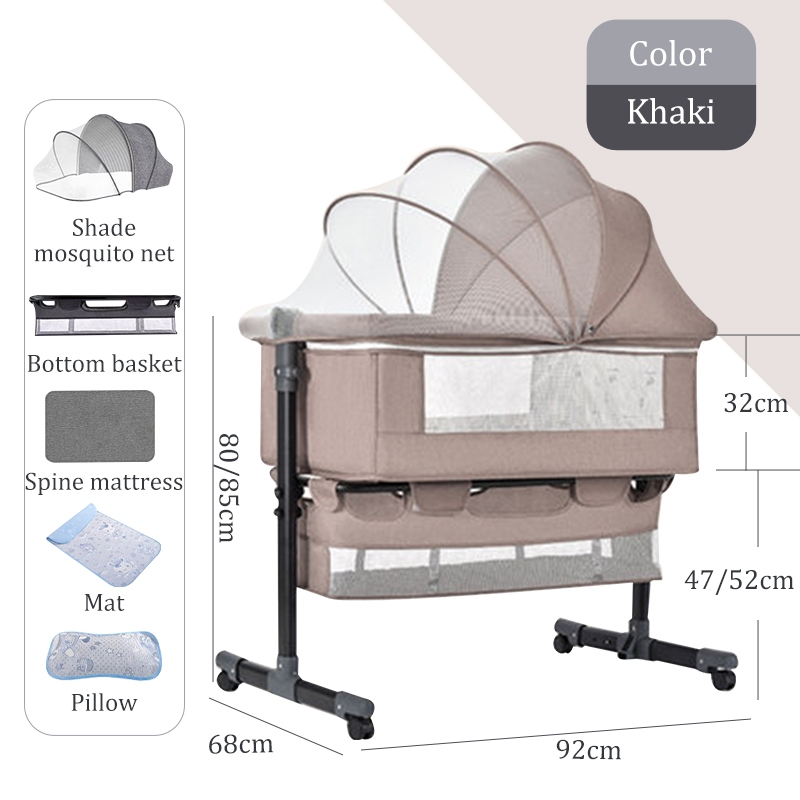 COCOBB Baby Crib Foldable Newborn King Bed Mobile Rocker Crib Liftable ...