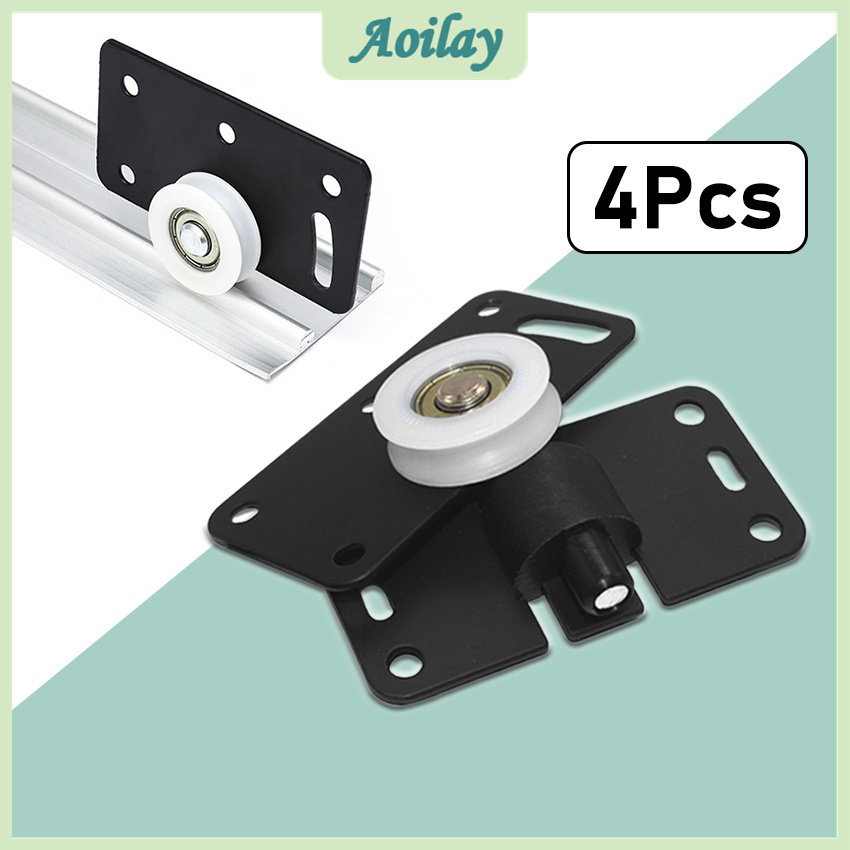 4Pcs Wardrobe Cabinet Sliding Door Roller Closet Hanging Concave Pulley ...