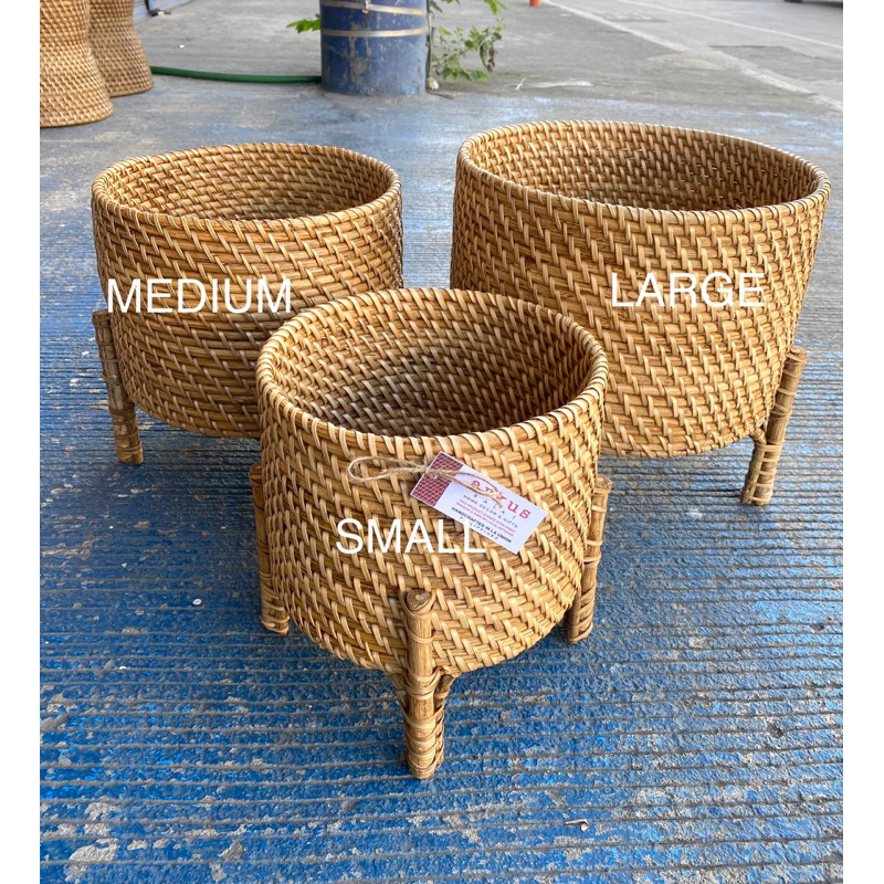 Native handwoven labtang/rattan planter with stand | Boho (sold per pc ...