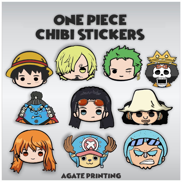 One Piece Hand drawn Chibi Face Stickers | Vinyl Anime Laptop Stickers ...