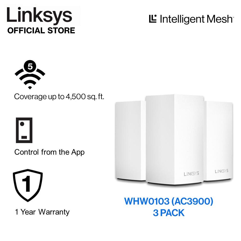 LINKSYS VELOP AC1300 (3 PACK) DUAL-BAND WHOLE HOME MESH WIFI 5 SYSTEM (WHW0103) | Shopee Philippines