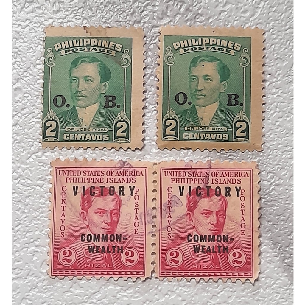 Philippine Stamp set: 1948 Jose Rizal Stamps ( OB) & 1945 J.Rizal ...