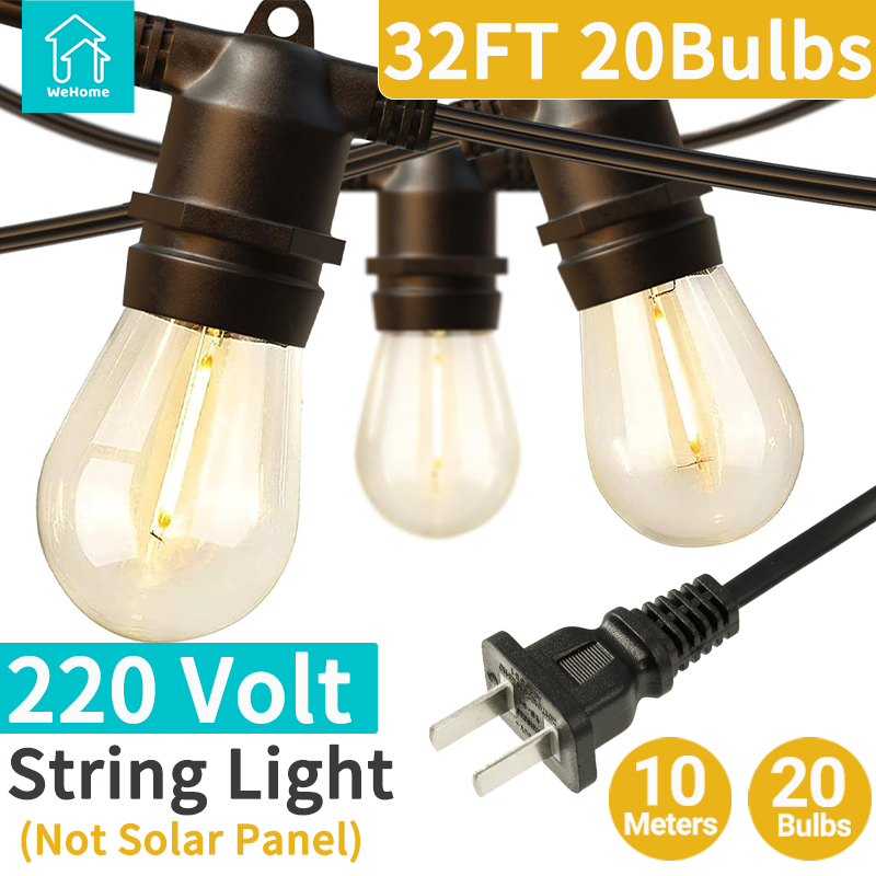 WeHome Solar/220V Led String lights S14 Bulb Waterproof Indoor/Outdoor ...