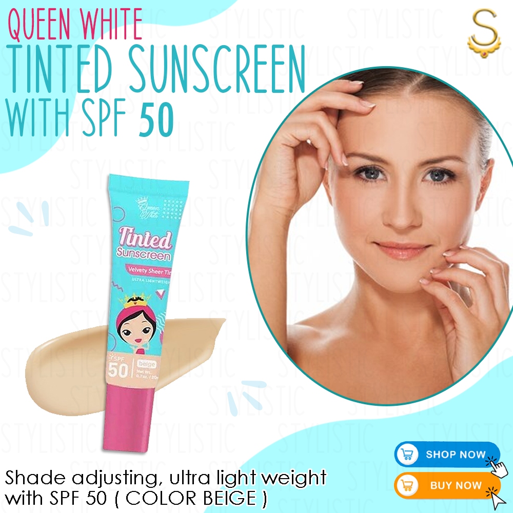 Queen White Tinted Sunscreen with SPF 50 Velvety sheer tint, Beige ...