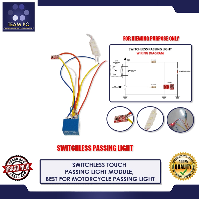 TEAM PC SWITCHLESS TOUCH PASSING LIGHT MODULE, BEST FOR MOTORCYCLE ...