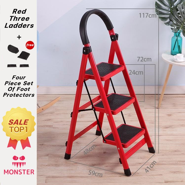 3/4/5/6 Step Ladder Foldable Aluminum Household Steel Ladder Stepping ...