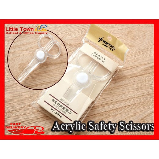 Clear acrylic safety scissors all plastic size 6.5x12cm | Shopee ...