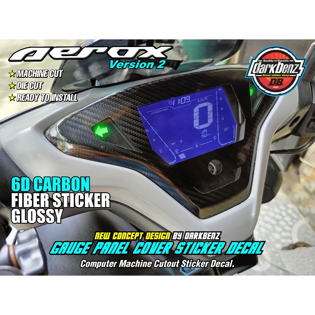 Yamaha Aerox Version 2 Black 3D Matte Carbon Fiber Sticker Decals ...