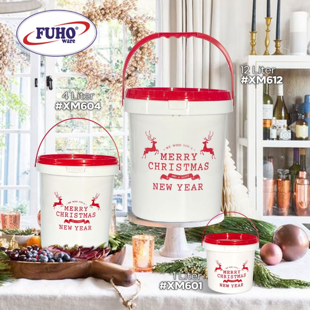 FUHO Xmas Bucket for Gift Packaging, #XM601, #XM604, #XM612. Plastic ...
