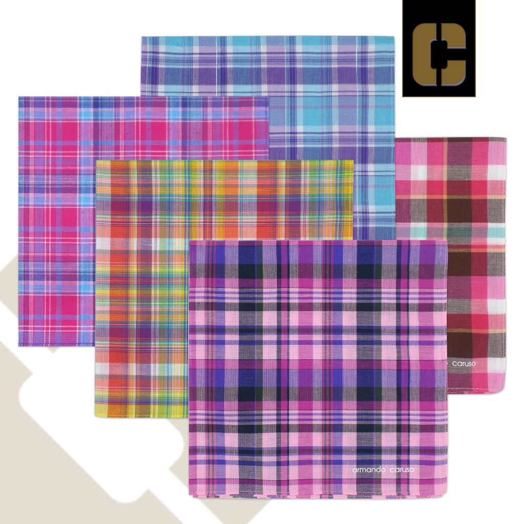 Caruso Checkered Pattern Handkerchief 17"x17" - set of 5 pcs (2025 ...