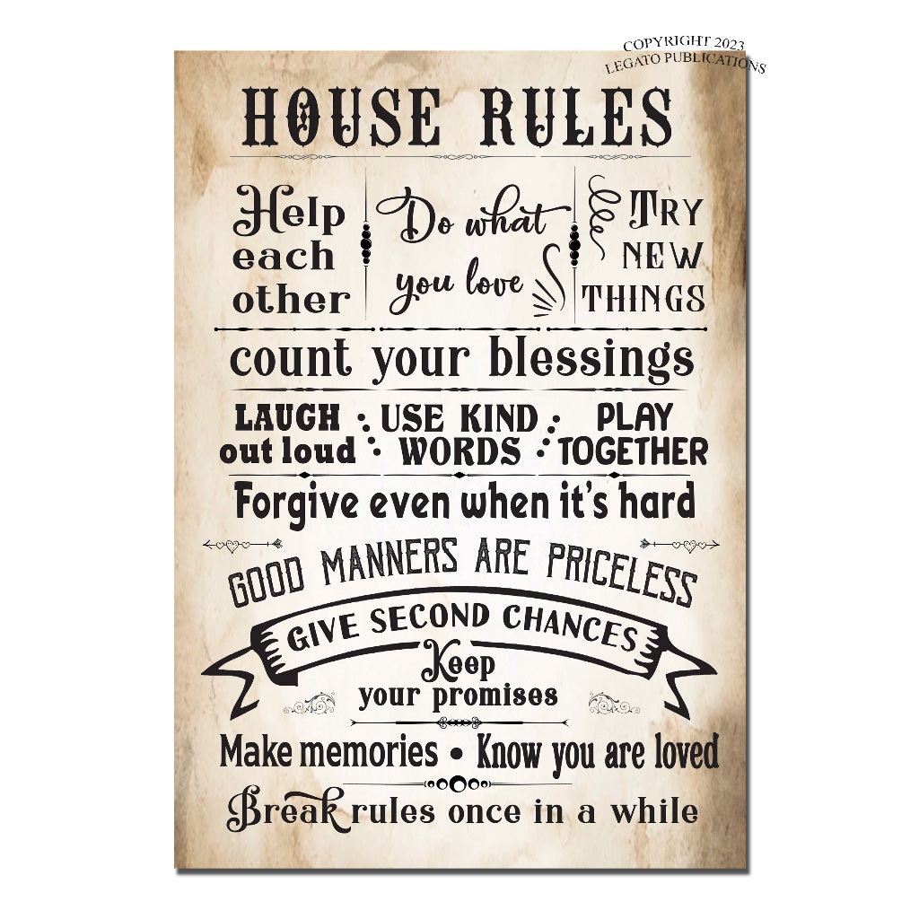 Wall Decor Home Decor HOUSE RULES Wood Sign Rustic Retro Vintage ...