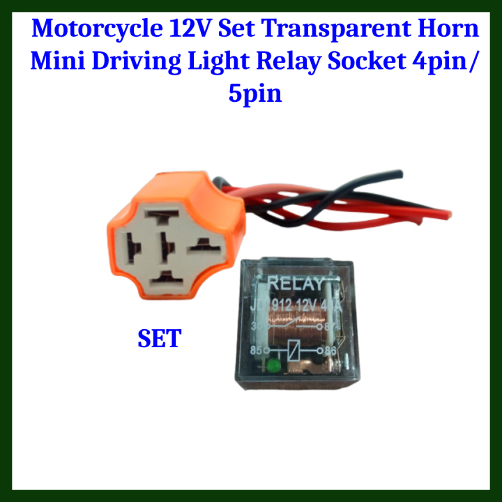 Motorcycle 12V Set Transparent Horn Mini Driving Light Relay Socket ...