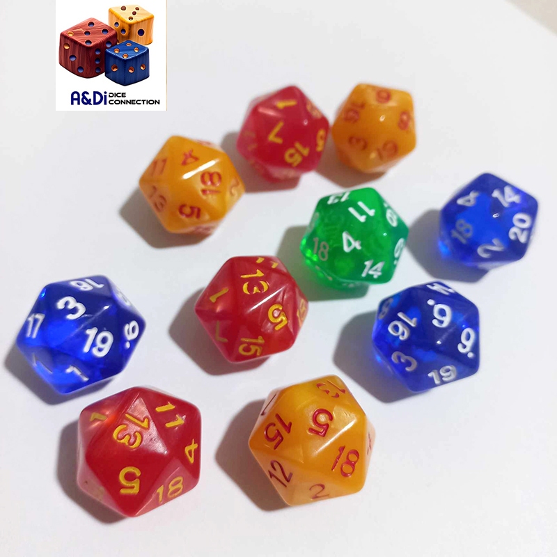 1pc. D20 Dice - 20 Sided Dice Translucent & Marbled (sold per piece ...
