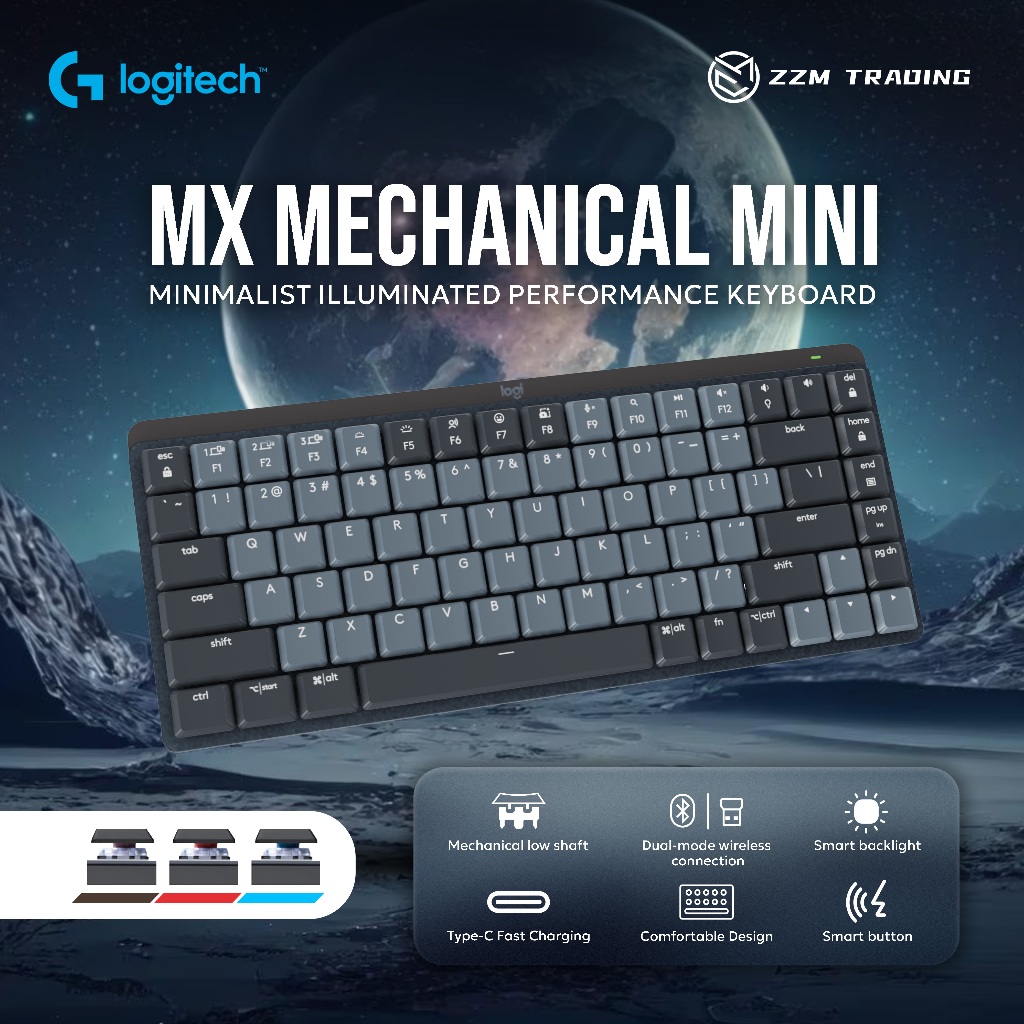 Logitech MX Mechanical Mini Simple backlit high-performance keyboard ...