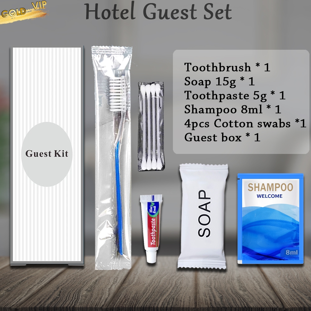 100 Sets Guest Kit Hotel Supplies 6 in 1 Cotton swab Toothpaste ...