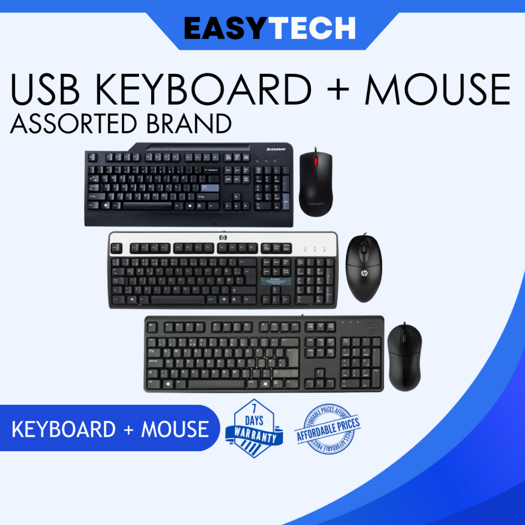 EASYTECH | Used USB Wired Keyboard and Mouse office style for PC Laptop ...