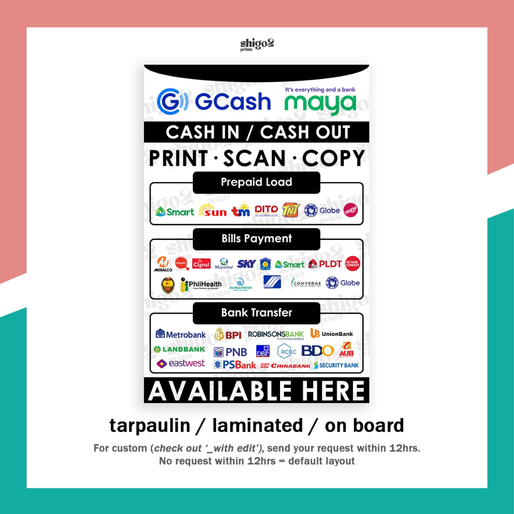 Black Gcash Maya All-In-One Bills Payment Business Tarpaulin and ...