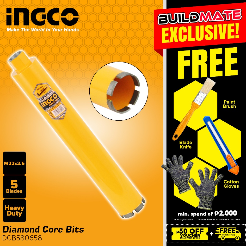 BUILDMATE Ingco Diamond Core Bit 65MM | 102MM | 152MM Wet and Dry ...