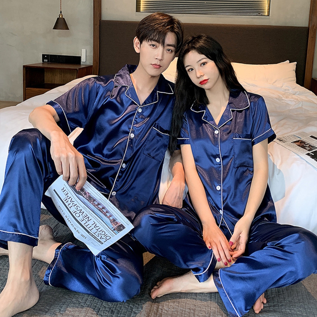 MANIO Korean Couple Design silk short sleeve cute plain comfortable ...