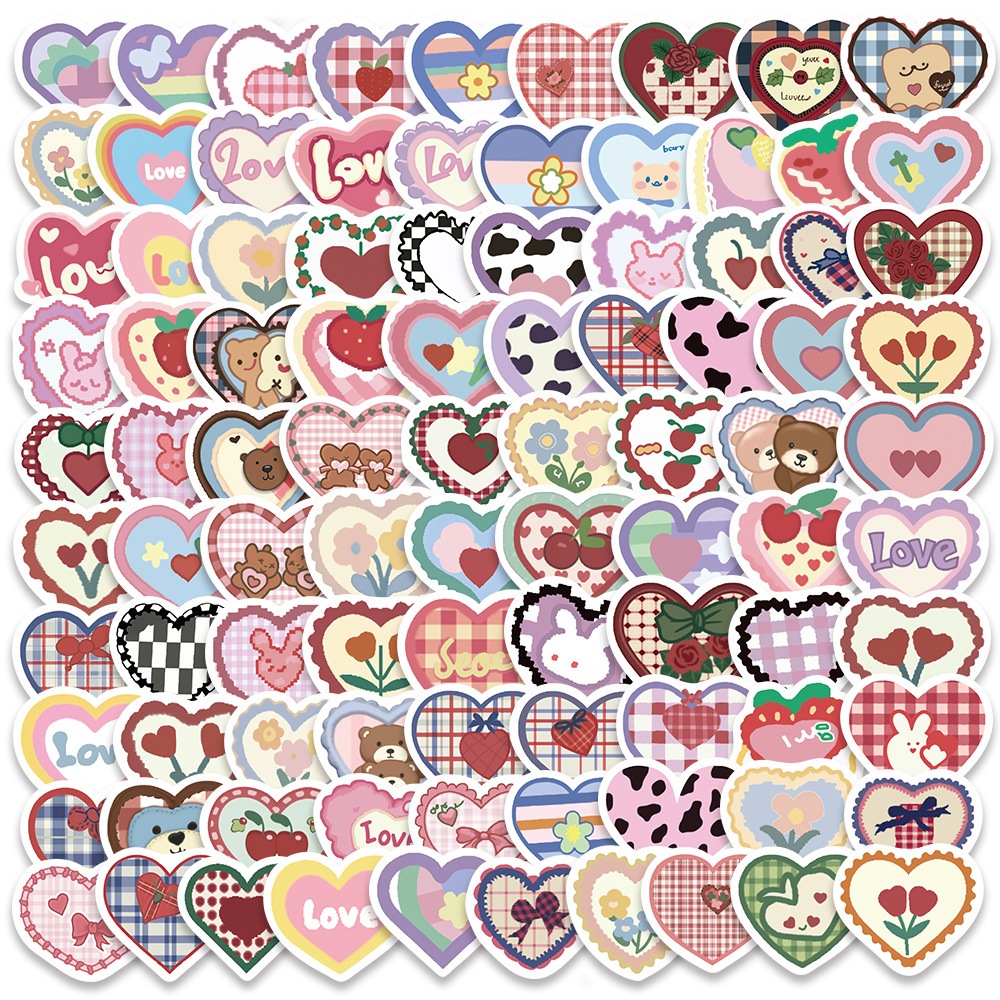 xs749-100 pcs small size sweetheart love girl heart graffiti waterproof ...