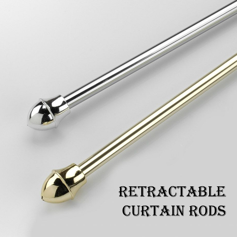 Curtain Rod Adjustable Retractable Rod Set 28-48 inch/48-84 inch Home ...