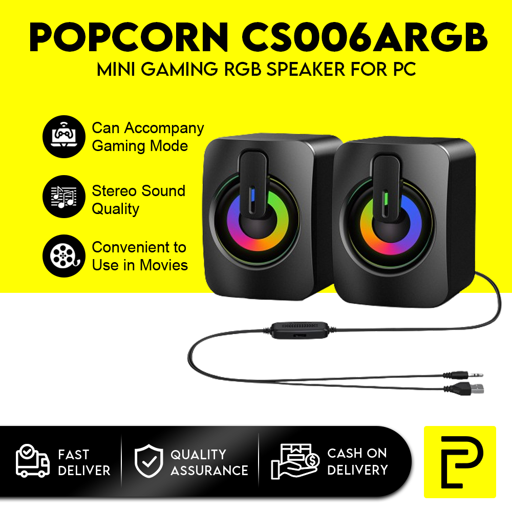 Popcorn Mini PC RGB Speaker Desktop Surround Stereo Computer Speaker ...