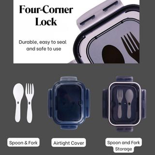 LOCAUPIN Glass Lunch Box with Spoon and Fork Microwavable Oven Safe ...