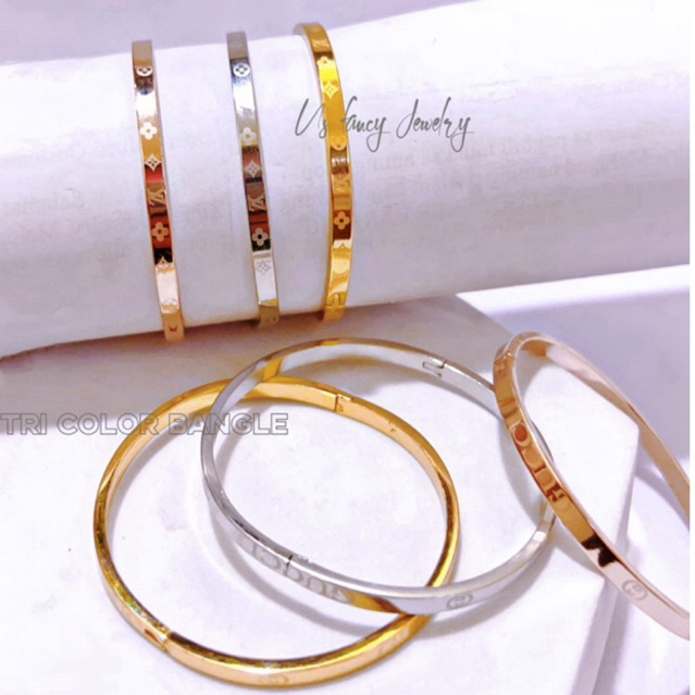 US FANCY JEWELRY 24K Gold plated high quality tri colors 3 PCs set of ...