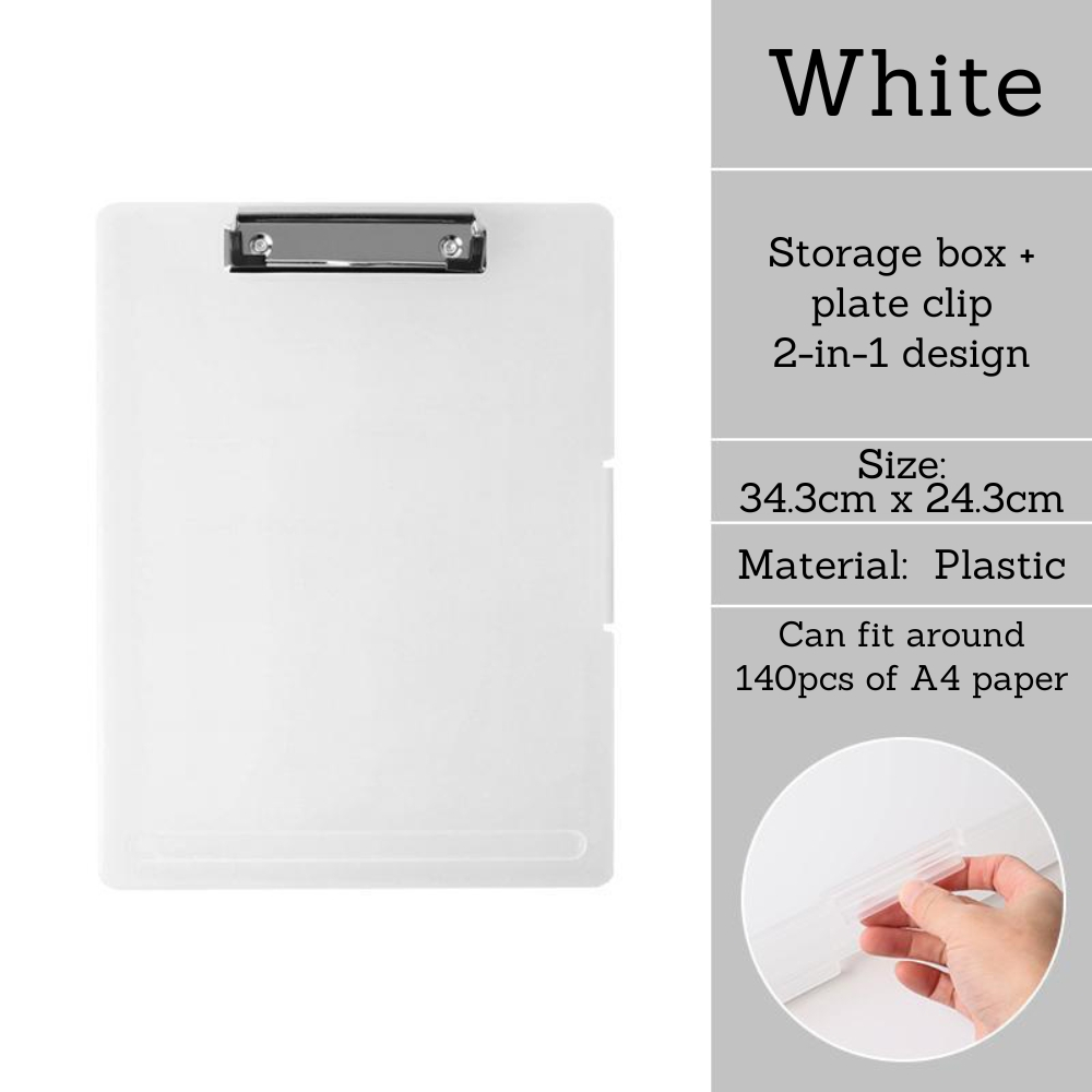A4 Size Clamp File Clipboard Folder Plastic Case Box Office Student ...