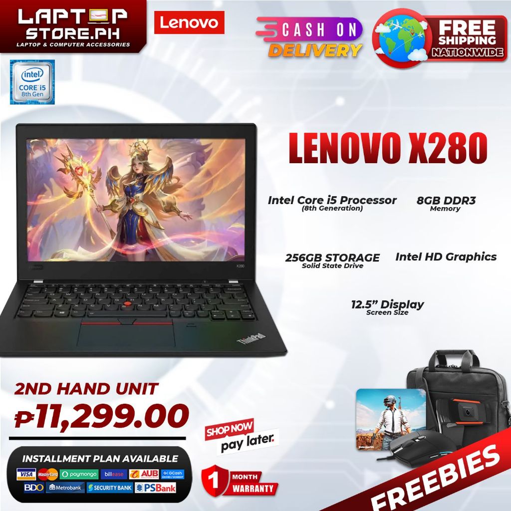 LAPTOP Lenovo thinkpad X280 Intel Core i5 8gb memory 256gb SSD (8th ...