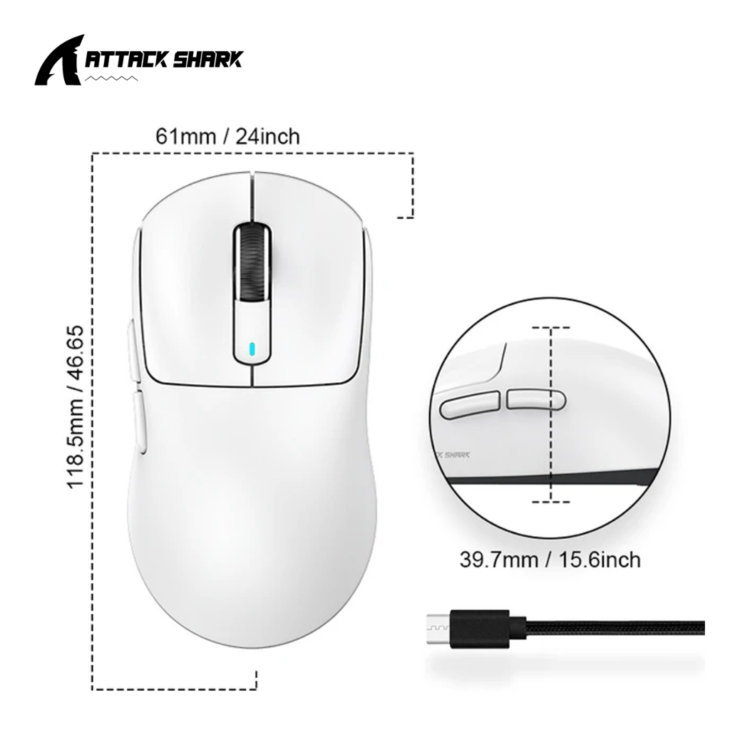 Attack Shark X3 Wireless Gaming Mouse Tri-Mode Lightweight PAW-3395 ...