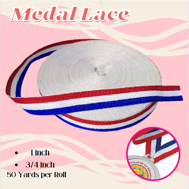 Medal Lace Red, White and Blue (50 yards per roll) || 3/4 inches & 1 ...