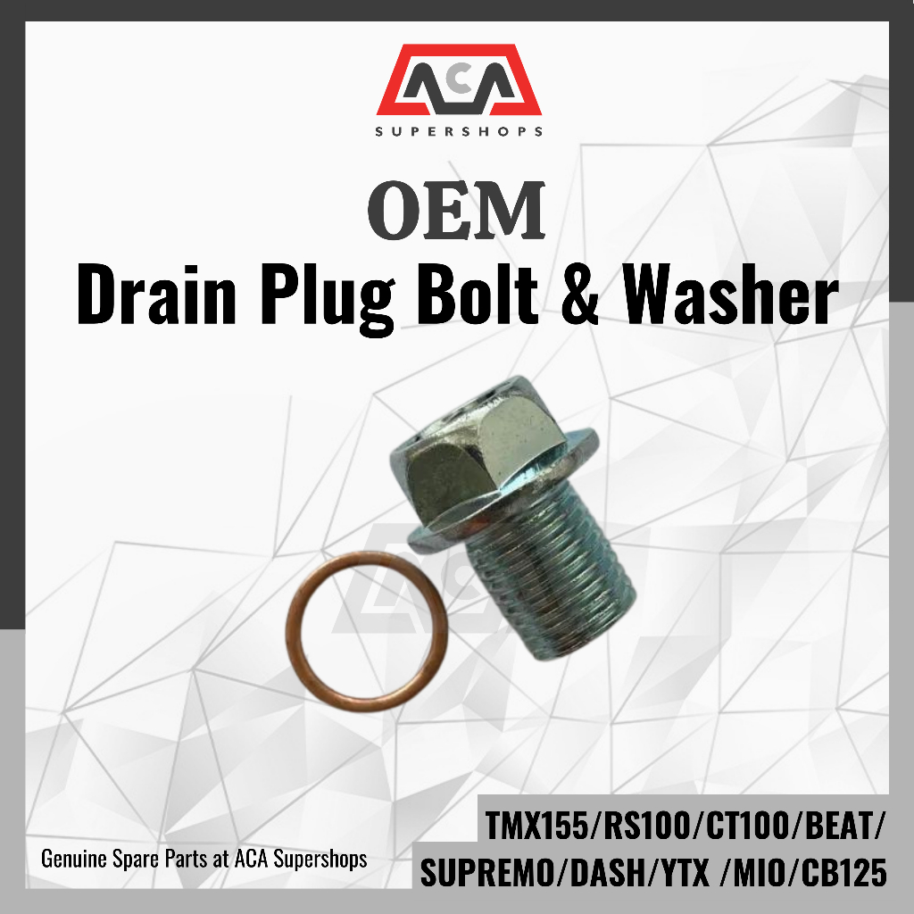 DRAIN PLUG TMX155/RS100/CT100/BEAT/SUPREMO/DASH/YTX /MIO/CB125 (12MM ...