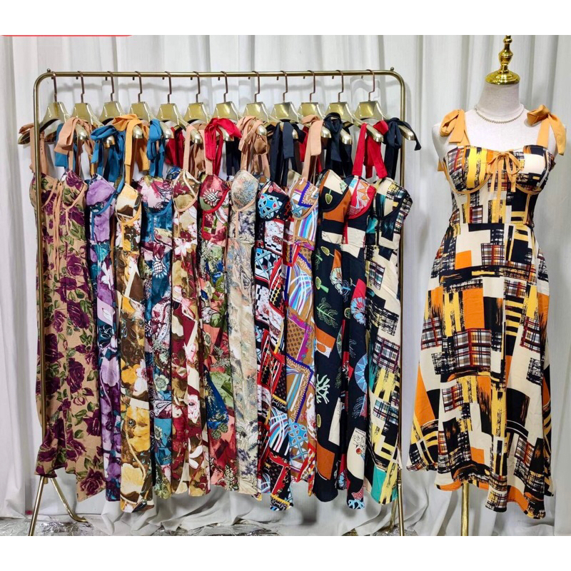 Gold Tag Self Tie Padded (Vietnam Dress Inspired) Maxi Dress | Shopee ...