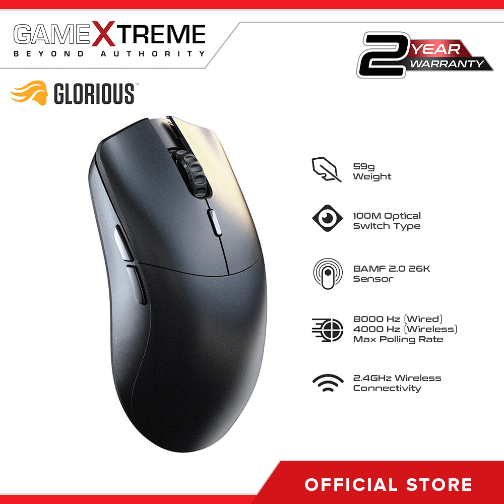 Glorious Model O 2 Pro 4K/8K Polling Wireless Gaming Mouse Black ...