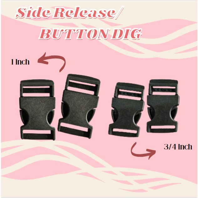ID Button Dig / Side Release (100 pcs per pack) || 1 inch and 3/4 inch ...
