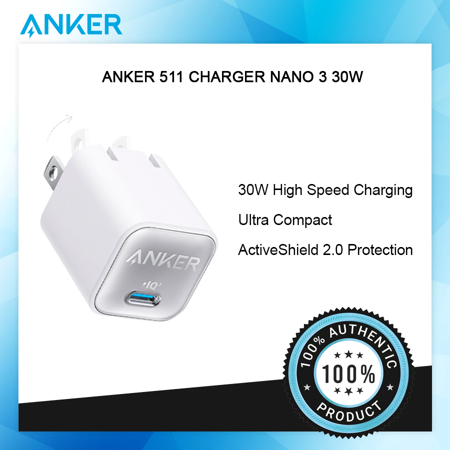 Anker 511 Charger Nano 3 30w, USB C, Foldable PPS Fast Charger | Shopee ...