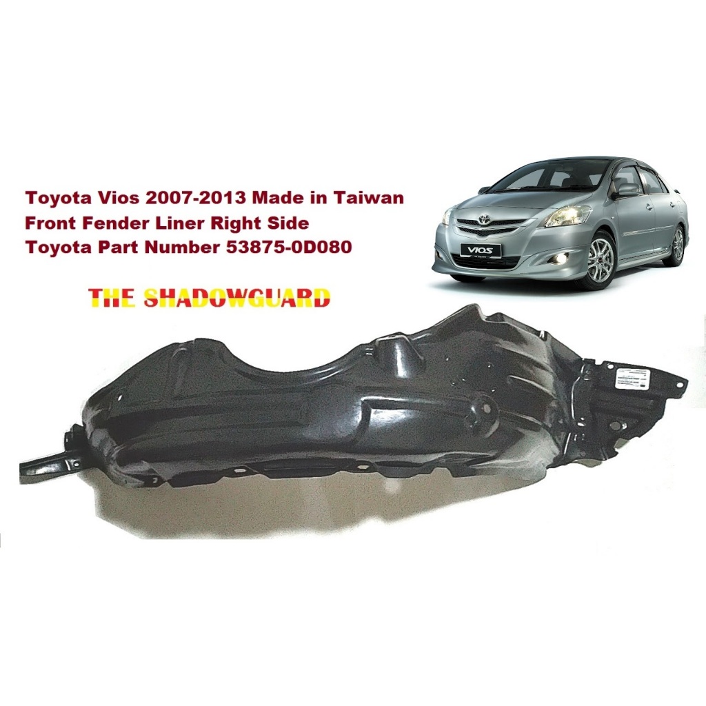 Toyota Vios Fender Liner Gen2 2007-2013 Front Fender Liner Right Side ...