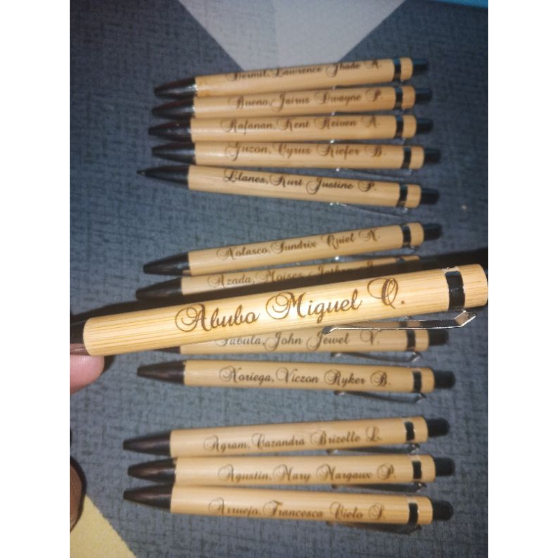 LASER ENGRAVED personalized Wooden Bamboo Pen | Shopee Philippines