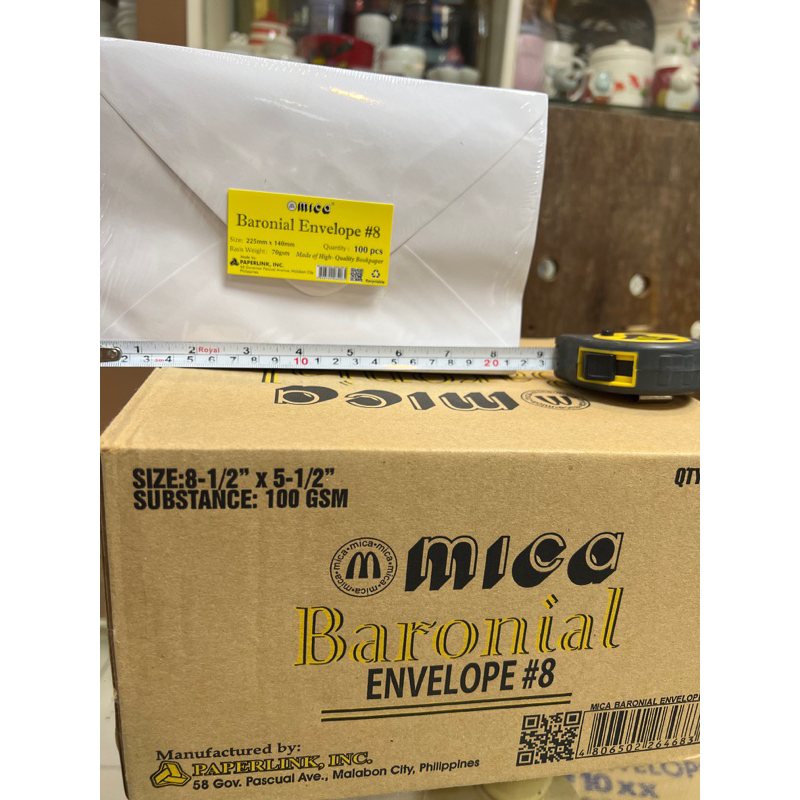 500piece Baronial Envelope White 8 Mica 100gsm Made Japan 8 1/2x 5 1/2 ...