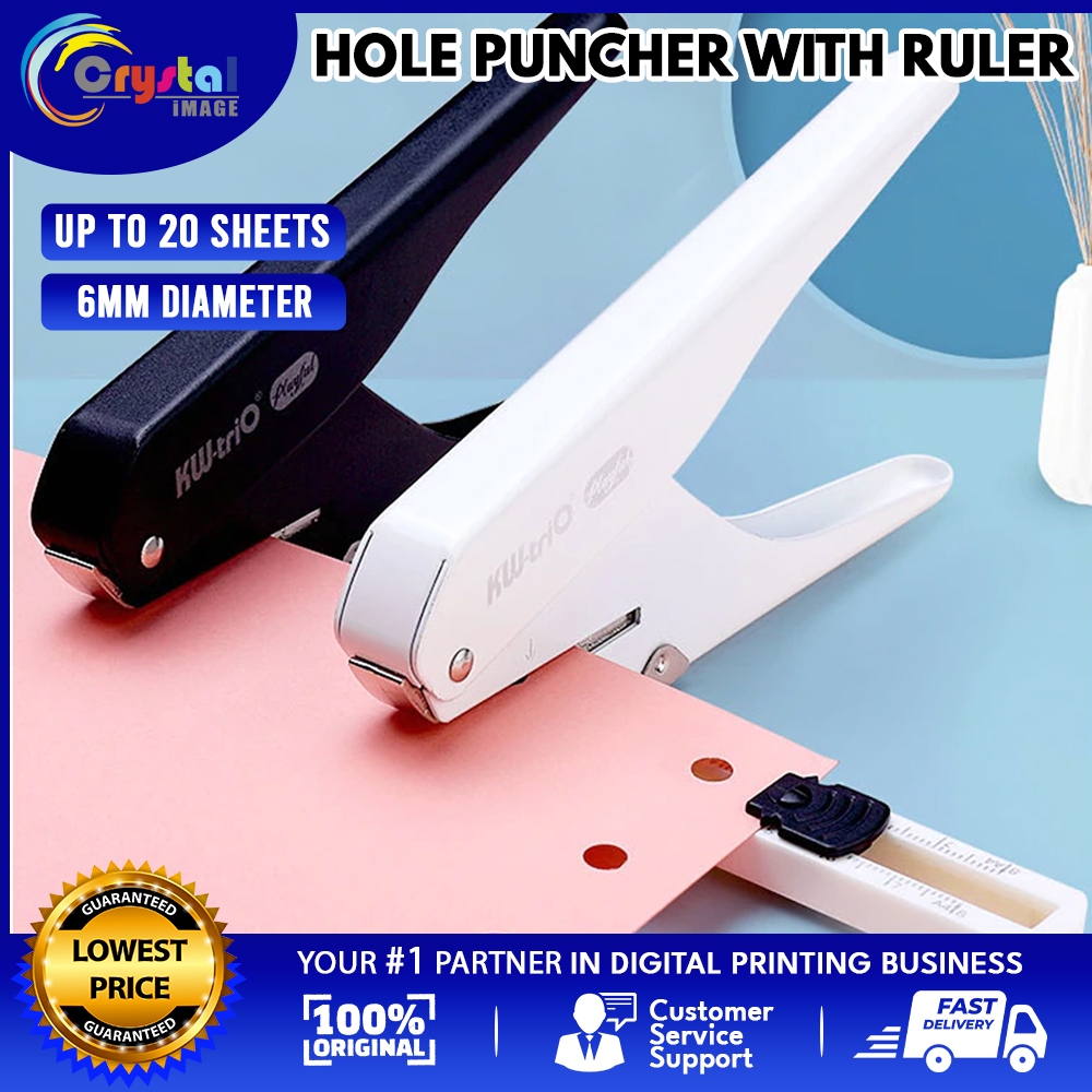 KW-TRIO Hole Puncher 6mm with Ruler Handheld Metal Circle Puncher ...