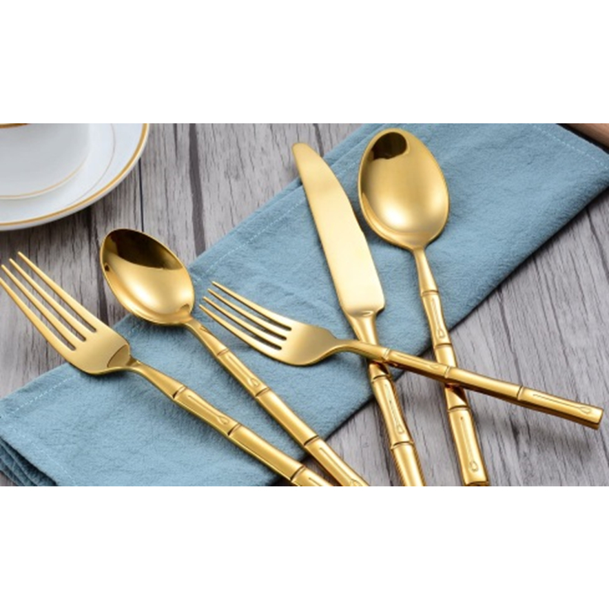 Stainless Gold/Silver Plated Bamboo Cutlery | Shopee Philippines