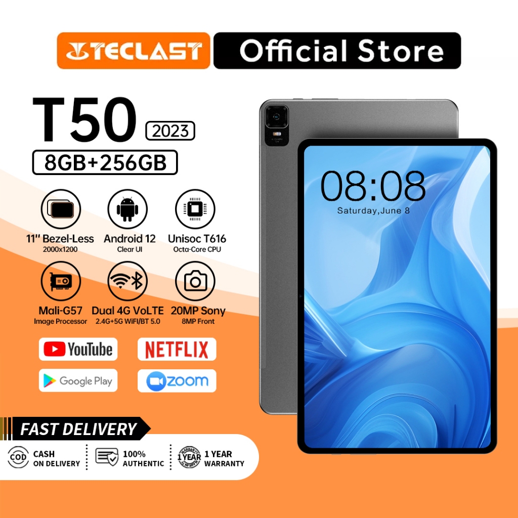 Teclast T50 Tablet PC 11' 8-Core 8GB+256GB 4G Dual SIM Wi-Fi 2K FHD ...