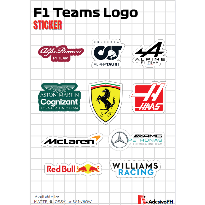 F1 Teams Logo Sticker Set - FORMULA 1 / GLOSSY /MATTE /HOLOGRAPHIC ...